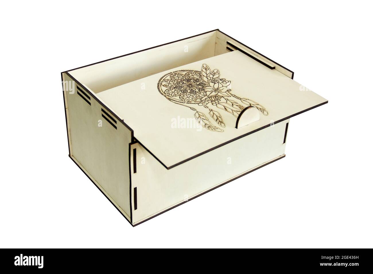 Wooden box on a white background. Handmade box Stock Photo - Alamy