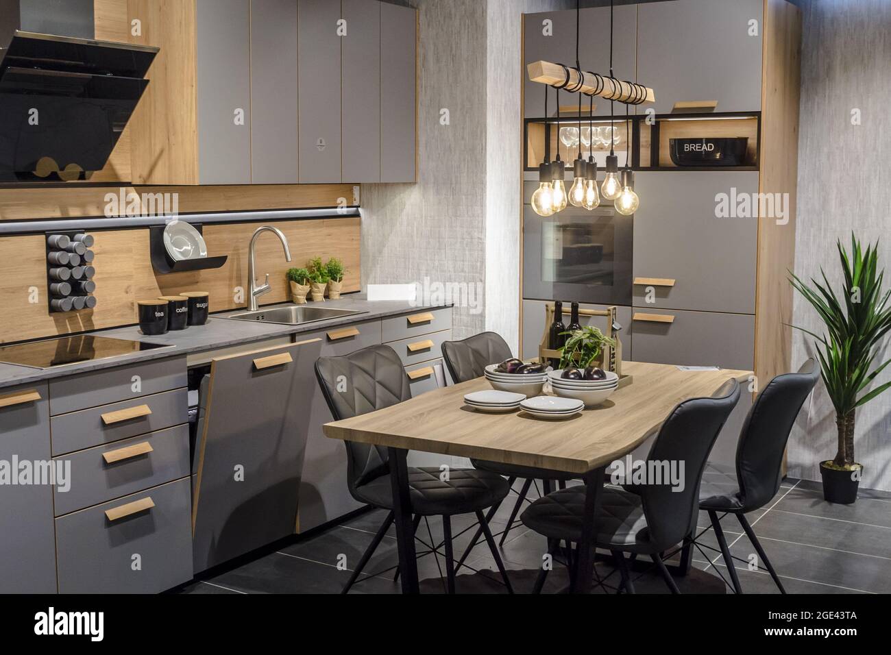 ZADAR, CROATIA - Aug 09, 2021: Beautiful modern kitchen in luxury ...