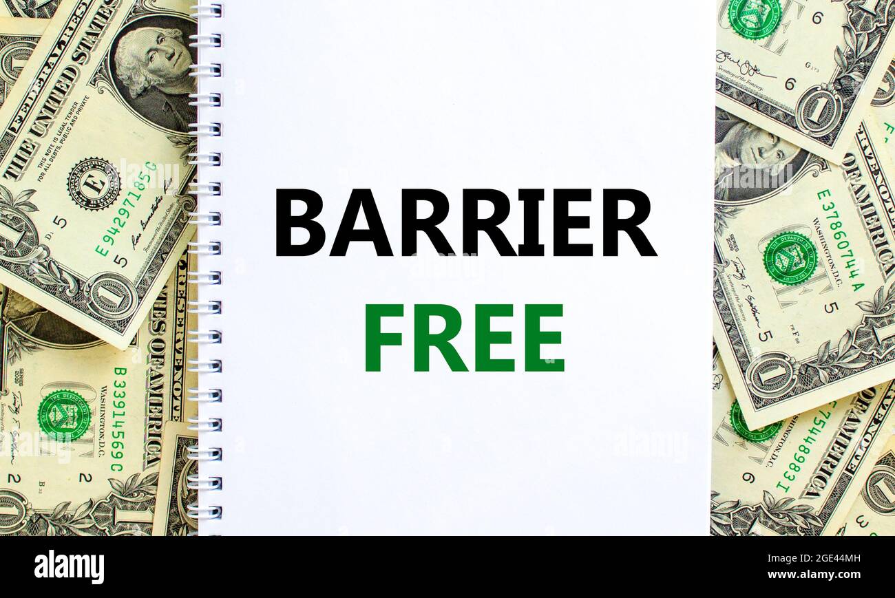 Barrier free symbol. Words 'Barrier free' on white note. Beautiful ...