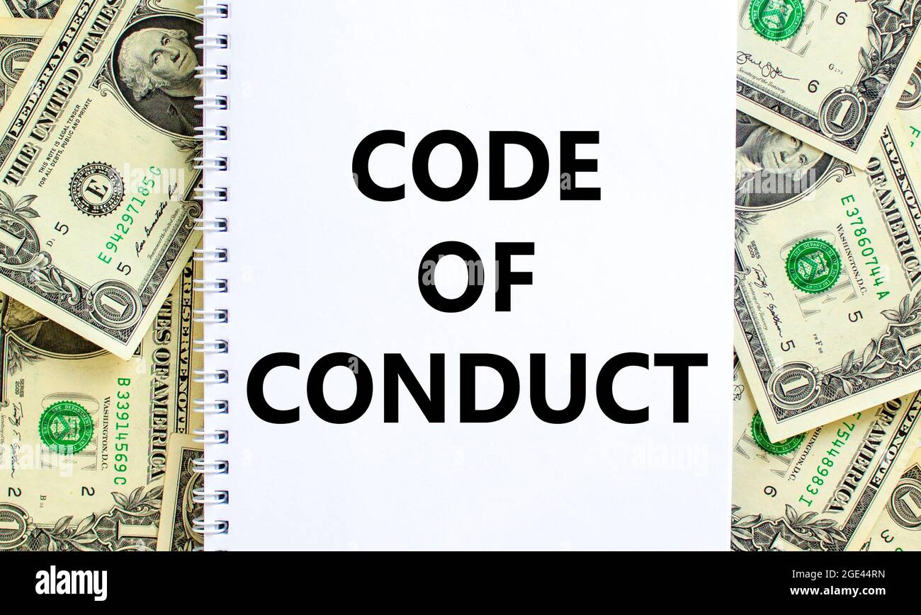 Code of conduct symbol. Words 'Code of conduct' on white note ...