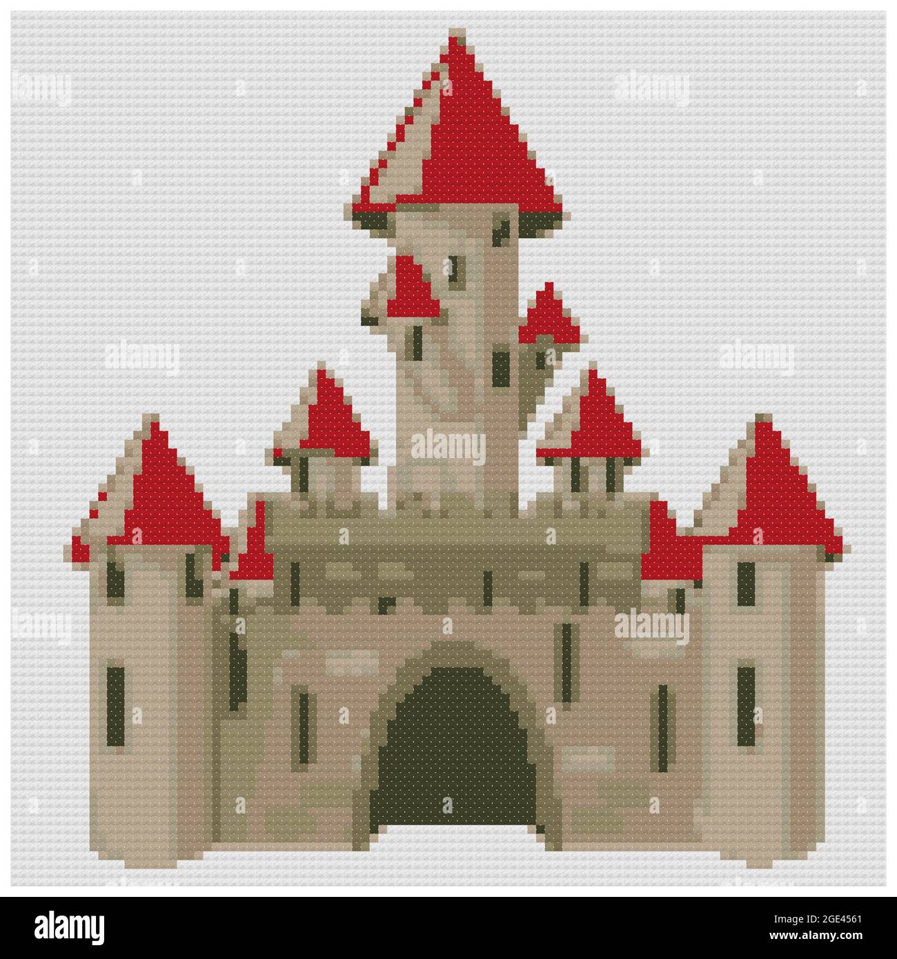 Cartoon fairy tale castle tower. Medieval stone castle with towers ...