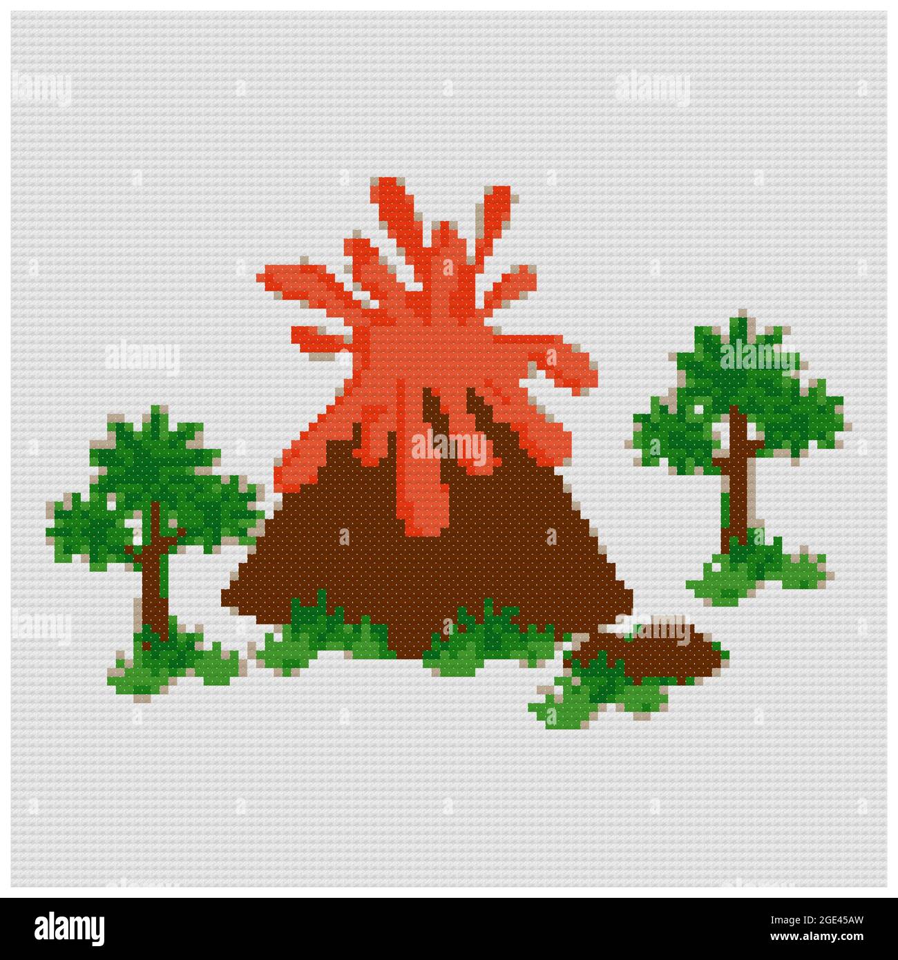 Funny cartoon Prehistoric era volcano isolated on white. Illustration ...