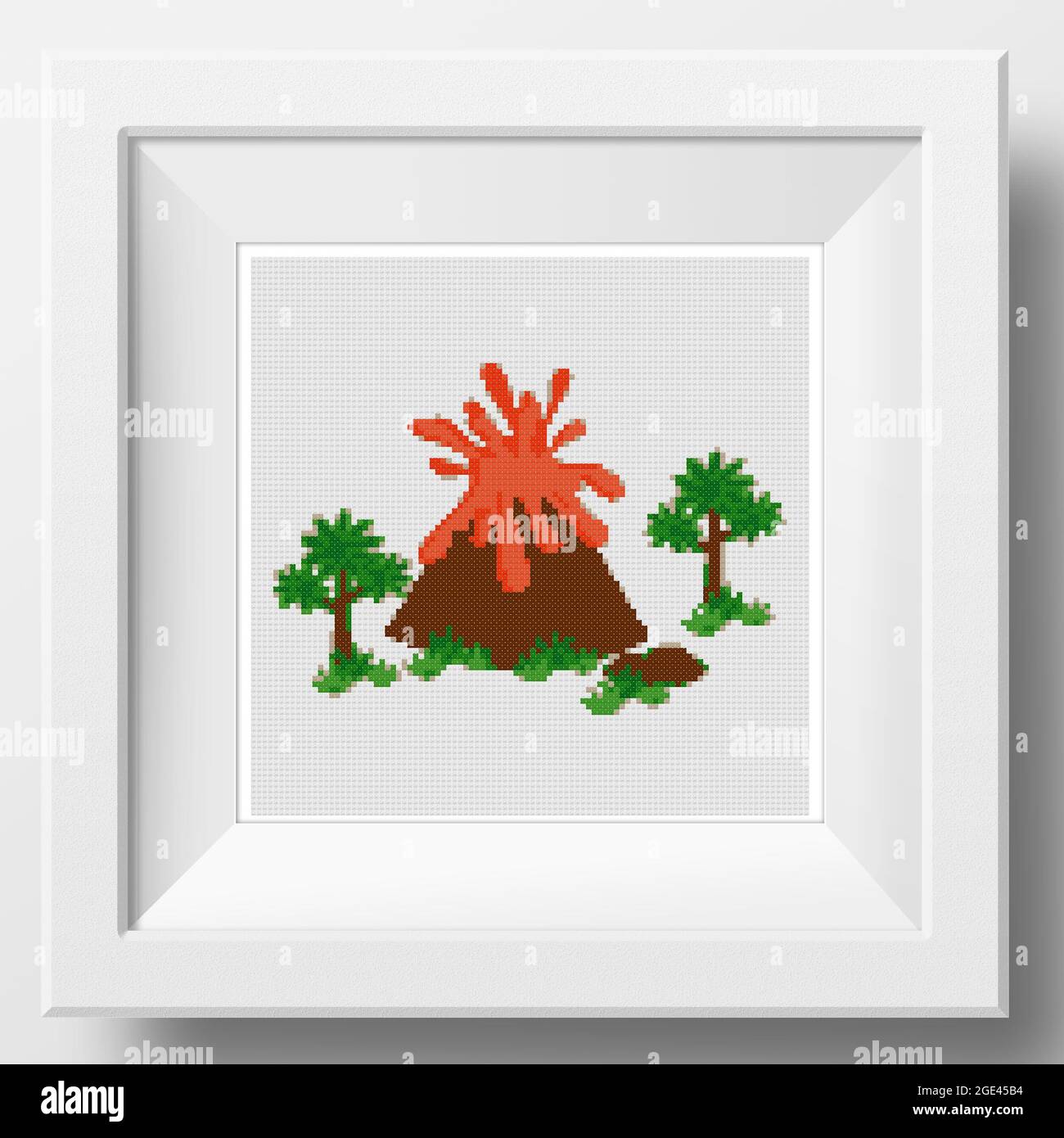 Funny cartoon Prehistoric era volcano isolated on white. Illustration ...