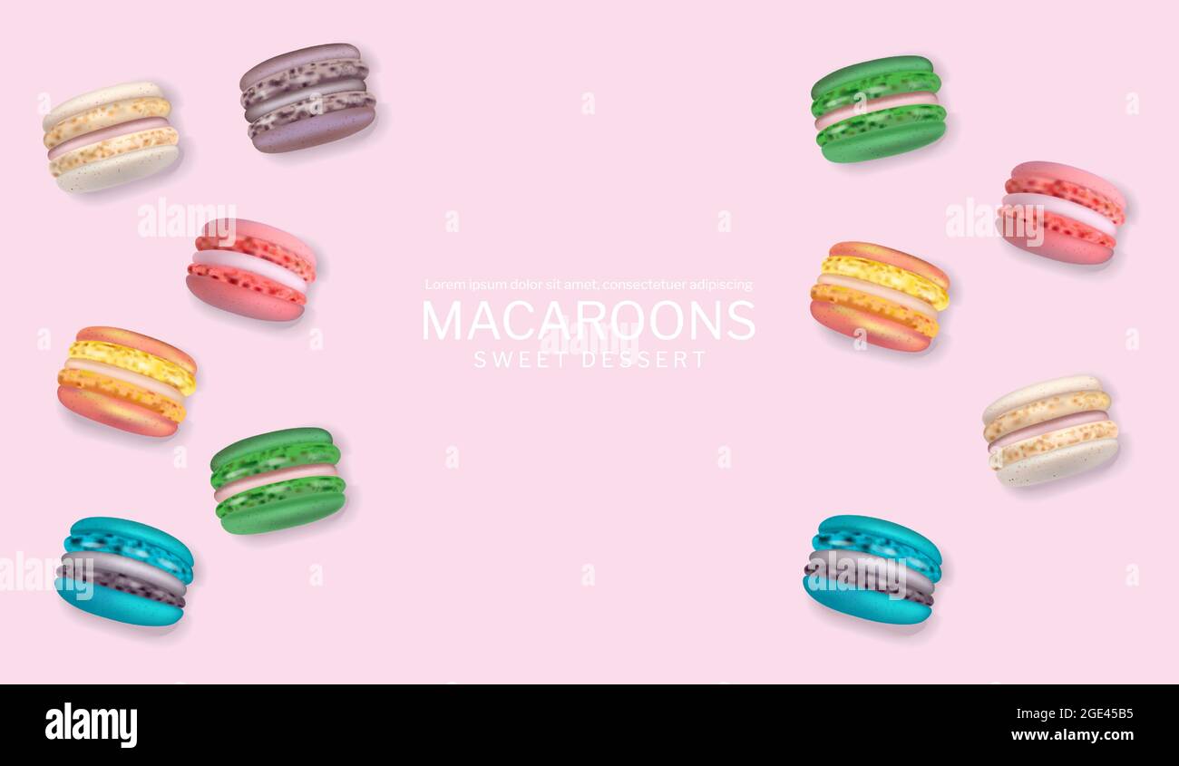 Colorful macaroons poster Vector realistic. 3d detailed illustration ...