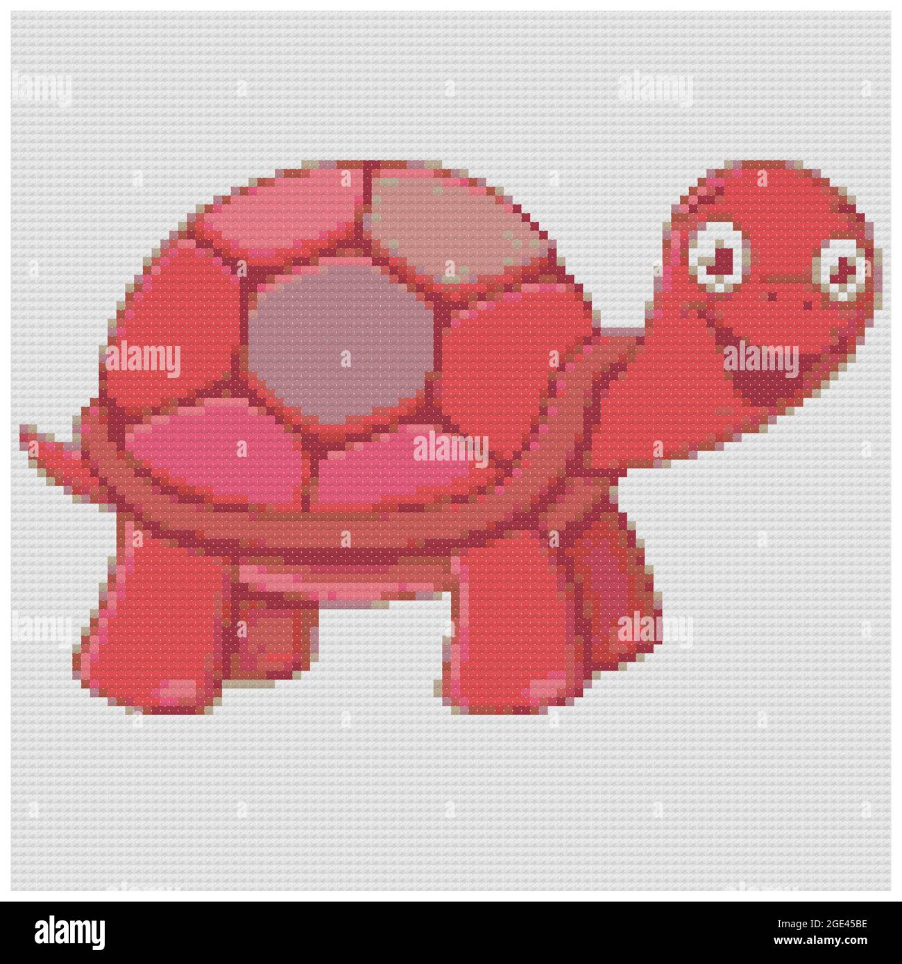 Cartoon Smiling pink Turtle. Illustration of cross stitch embroidery ...