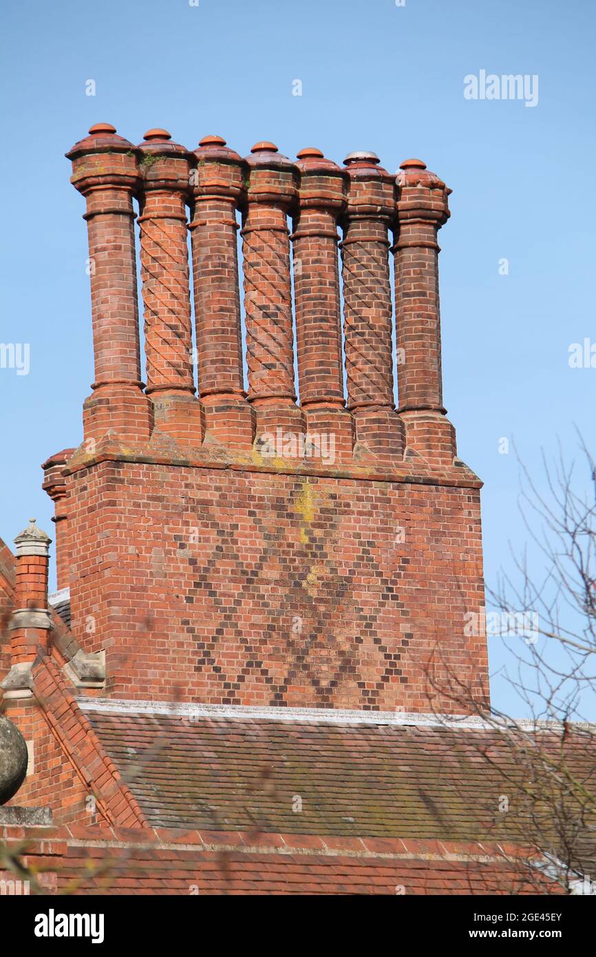 An Unusual Victorian Set of Seven Brick Chimneys Stock Photo - Alamy