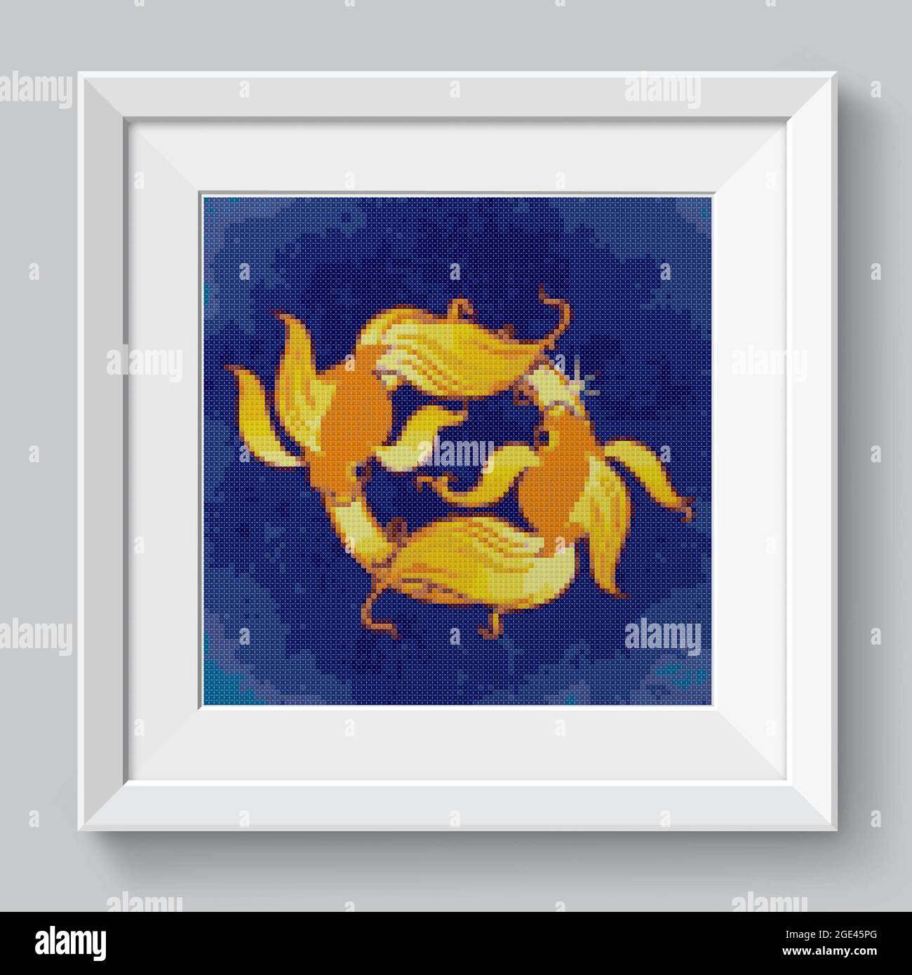 Cute zodiac signs icon. Pisces. Illustration of cross stitch embroidery ...