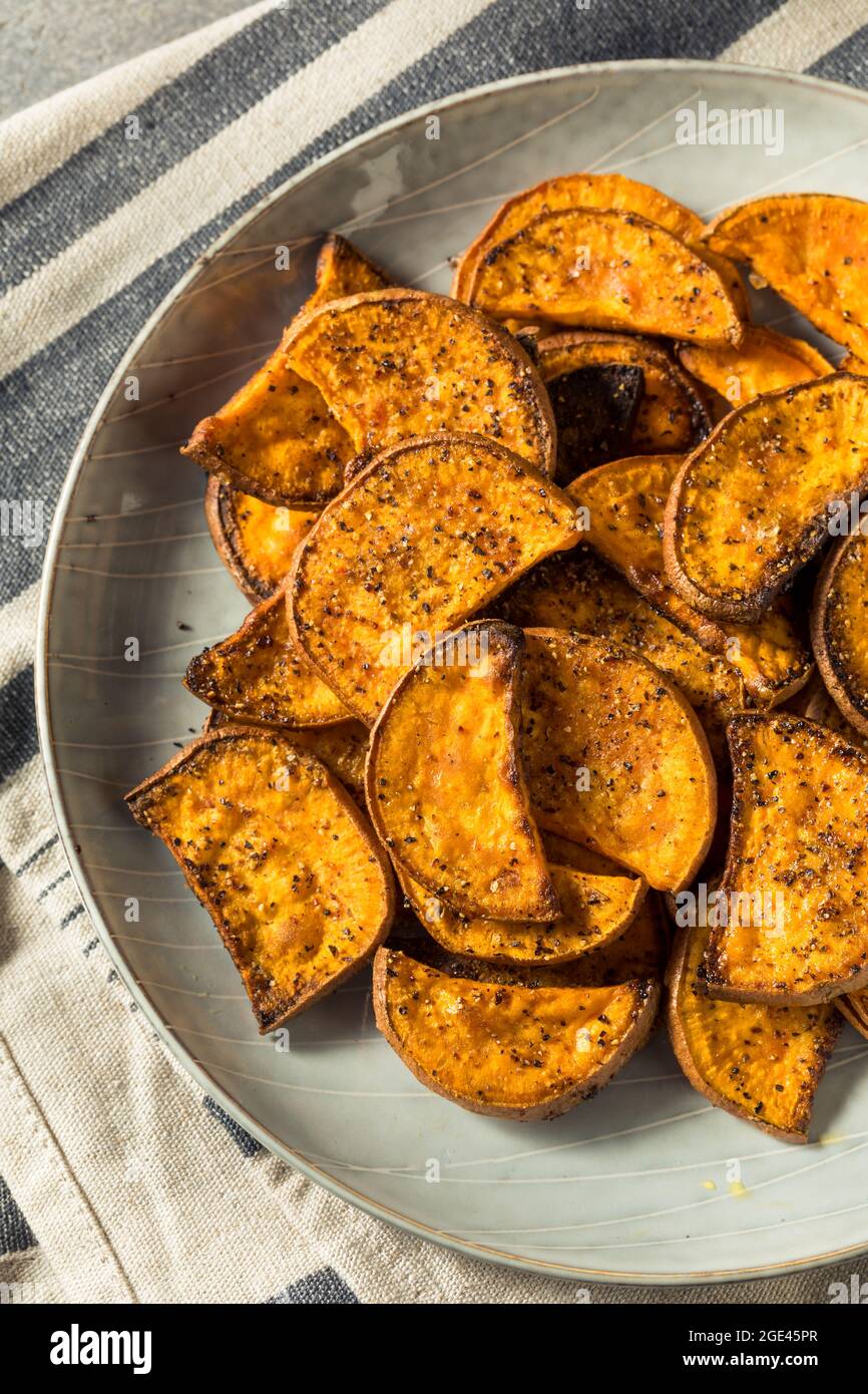 Homemade Baked Roasted Sweet Potato with Salt and Pepper Stock Photo ...