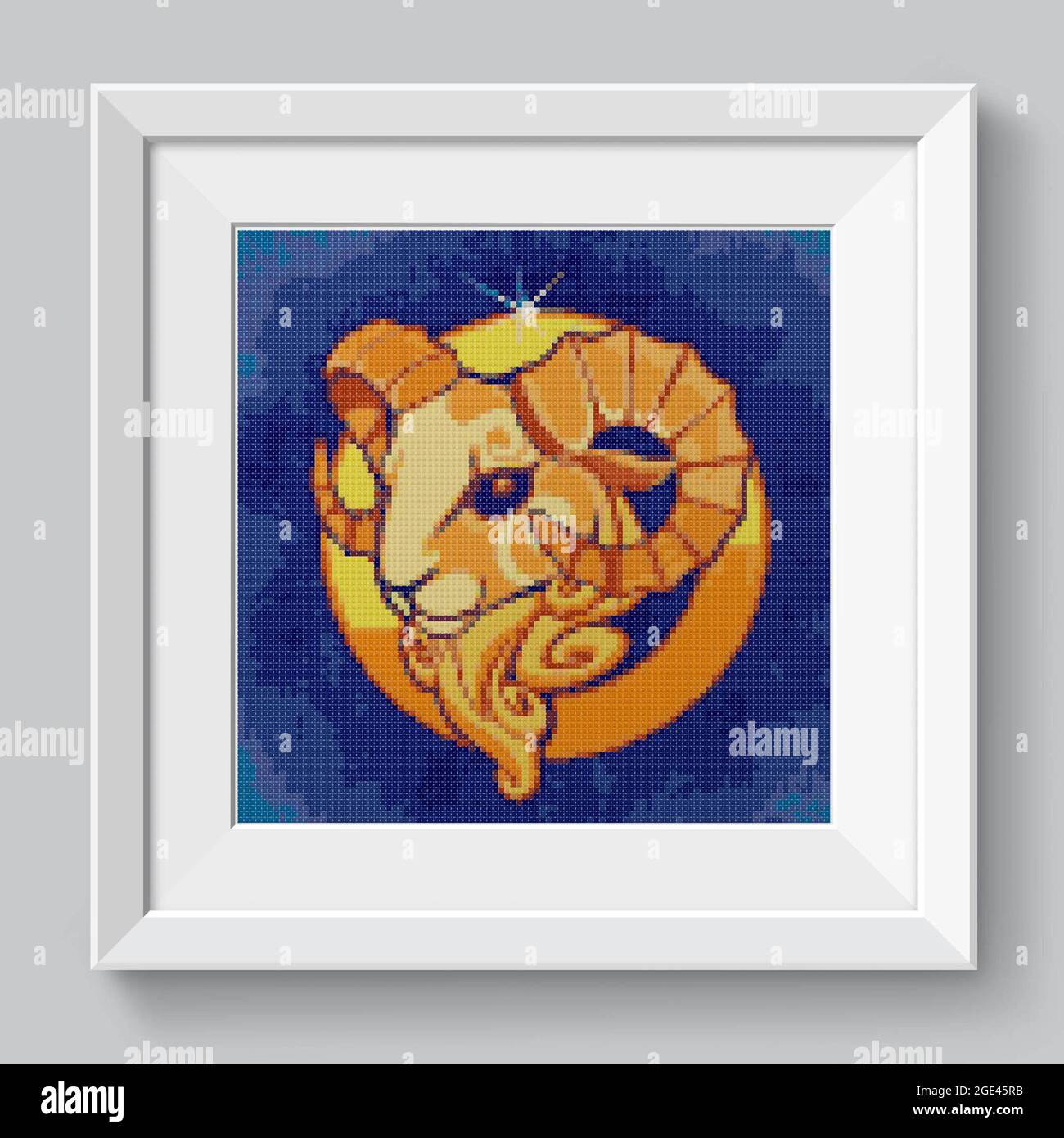 Cute zodiac signs icon. Aries. Illustration of cross stitch embroidery ...
