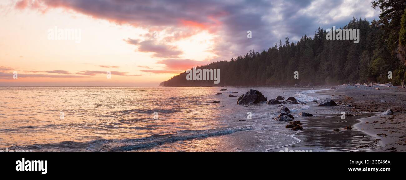 Panoramic View of Mystic Beach on the West Coast of Pacific Ocean Stock ...