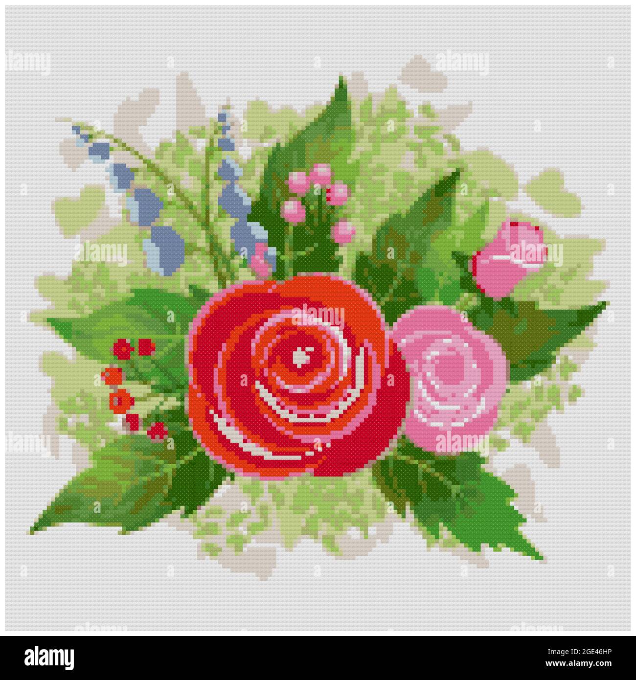 beautiful bouquet with red roses and leaves. Floral arrangement ...