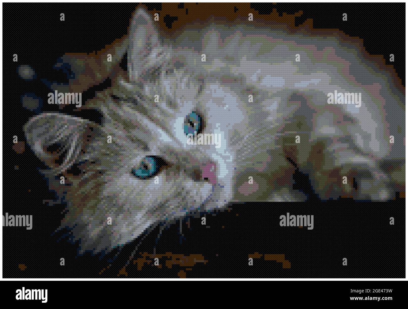 Close up of fluffy, light buff orange cat with blue eyes. Illustration ...