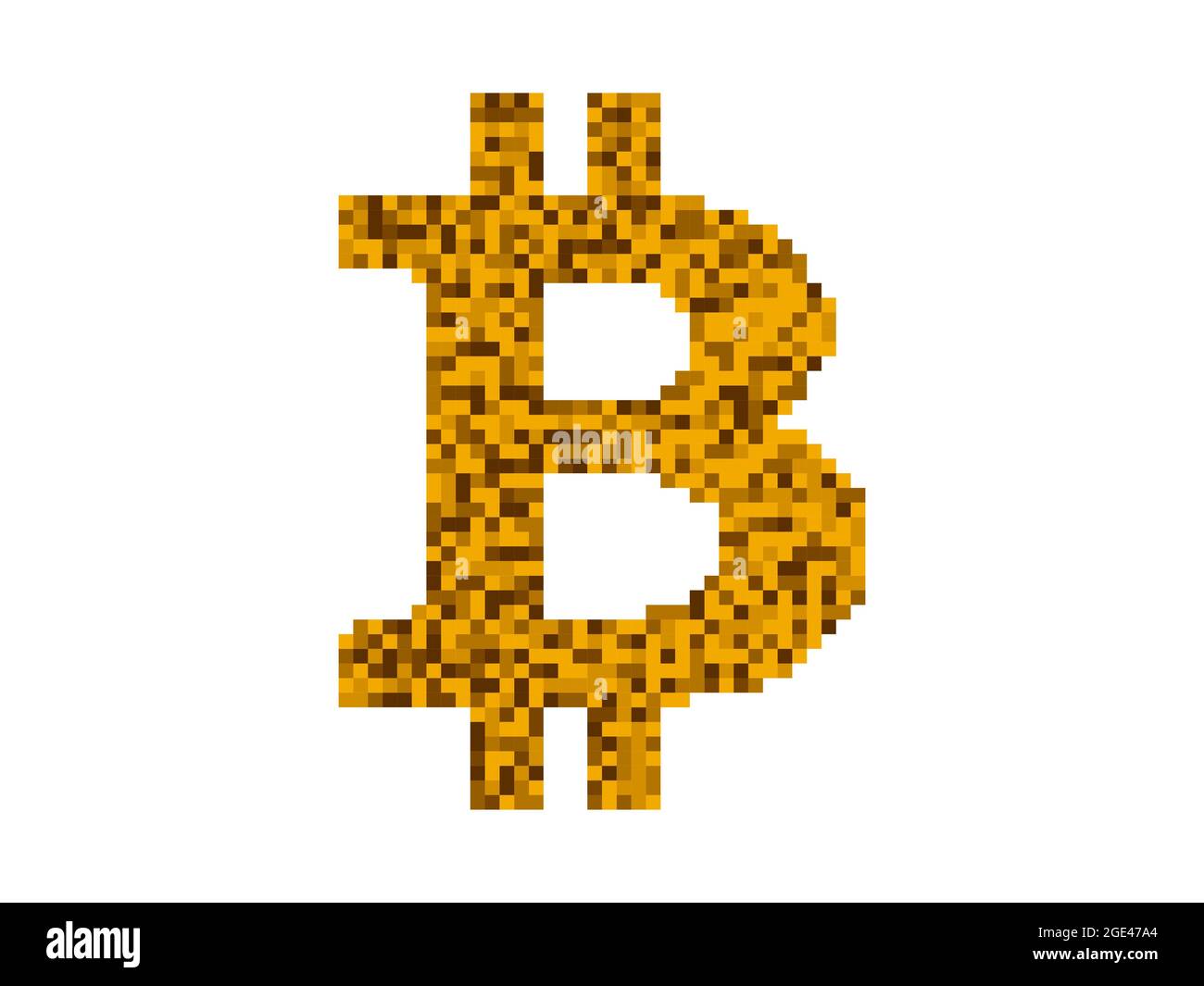 Bitcoin symbol in pixel art style. 8-bit Bitcoin sign from pixels in 2d ...
