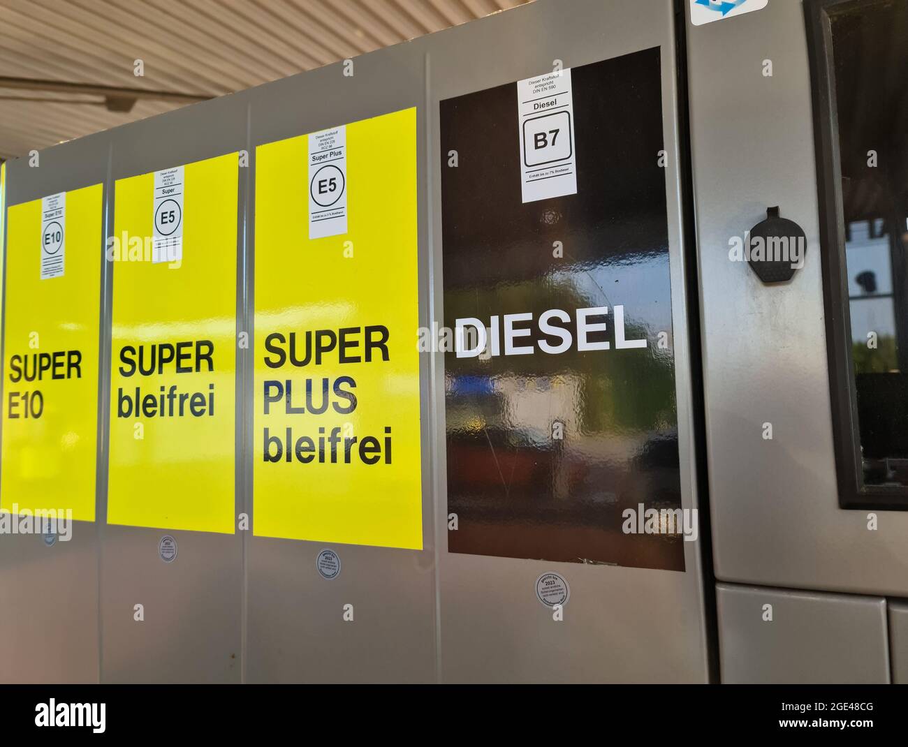 KIEL, GERMANY - Jul 29, 2021: A closeup of different petrol names in ...