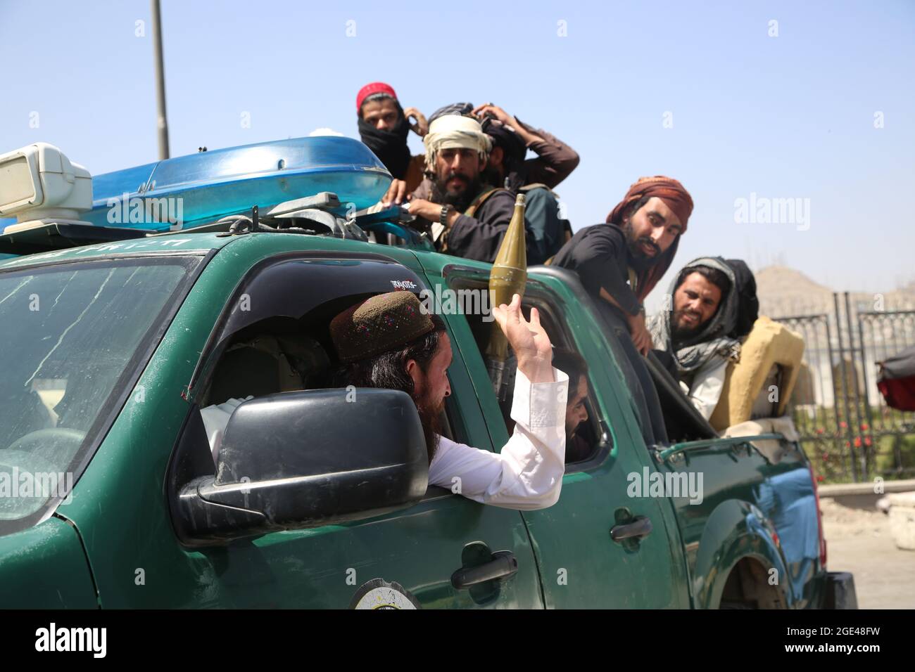 Kabul, Afghanistan. 16th Aug, 2021. Afghan Taliban fighters are seen in ...