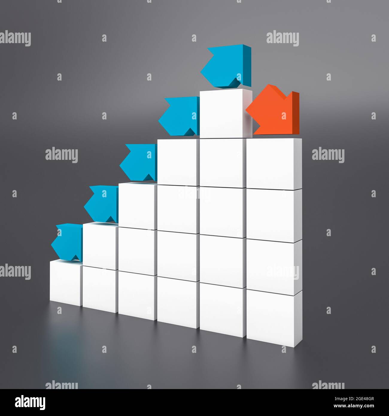 blue and red arrows on schematic block chart. business and finance ...
