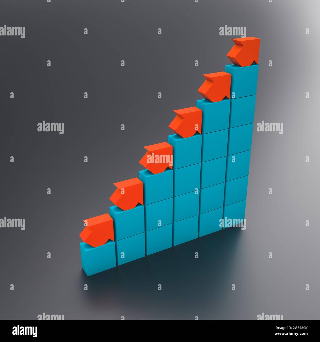 orange arrows on block chart. earning, finance, stock exchange and ...