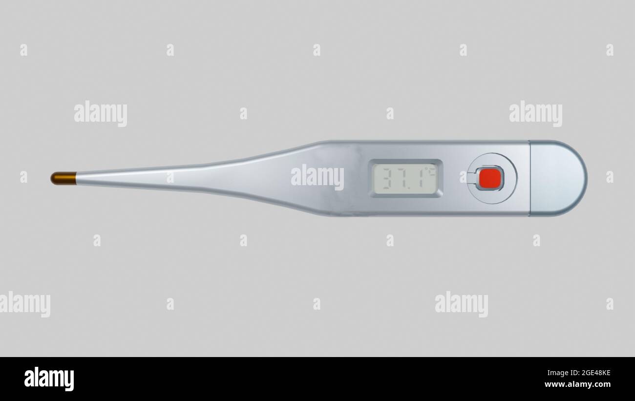3d rendering illustration of a thermometer showing a temperature of 37C ...