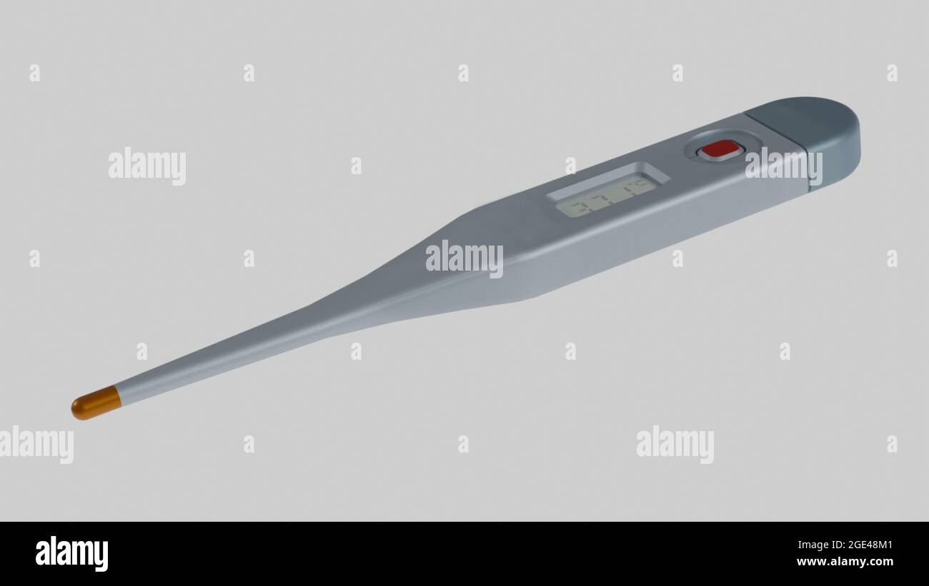 3d rendering illustration of a thermometer showing a temperature of 37C ...
