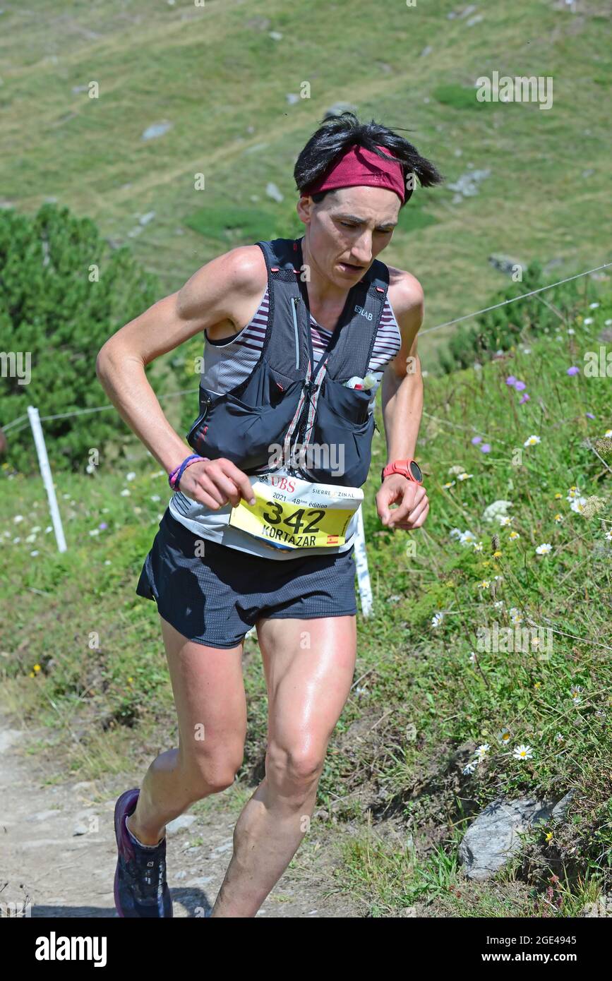 Zinal, SWITZERLAND - AUGUST 7: Elite runner, Oihana KORTAZAR (SPA) in ...