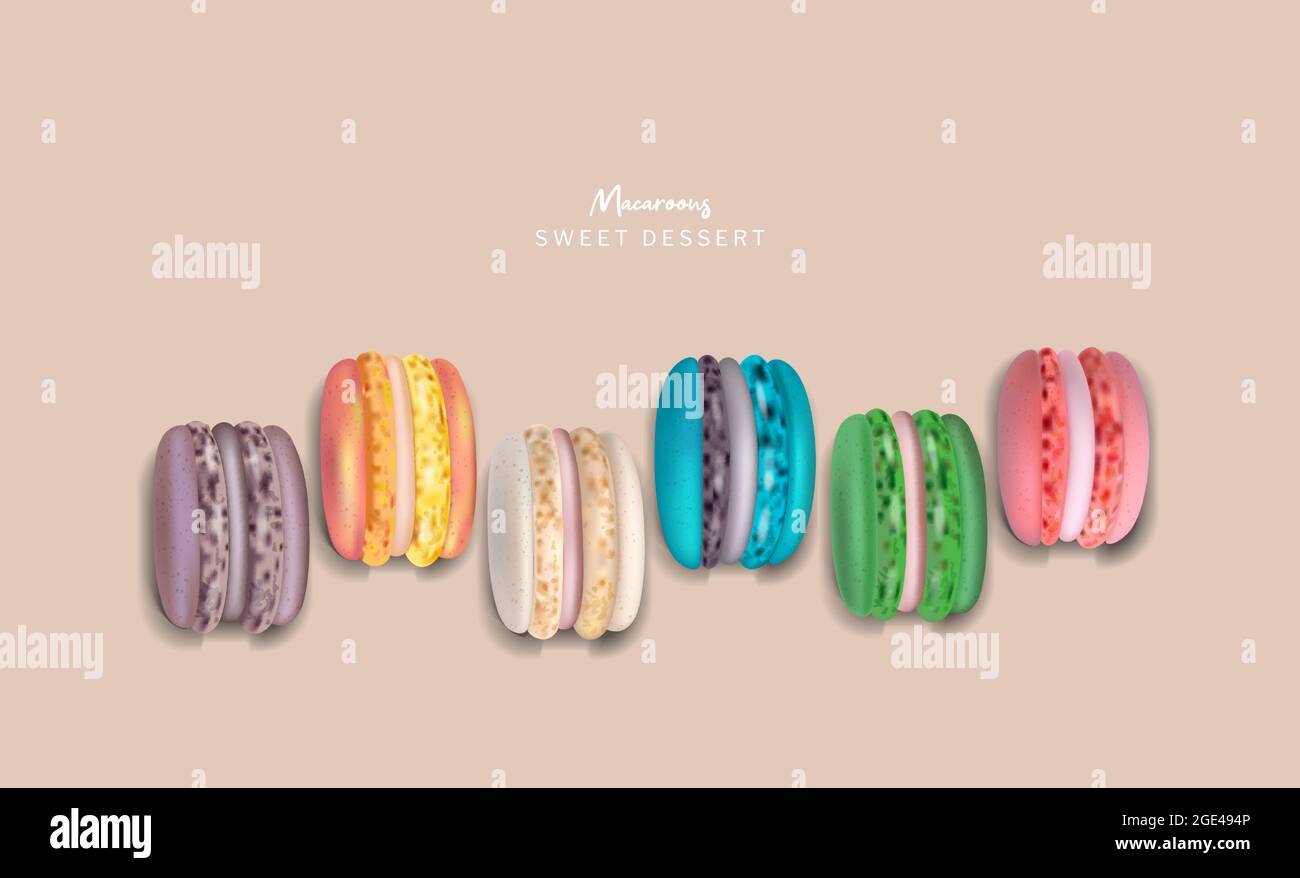 Colorful macaroons set Vector realistic. 3d detailed illustration Stock ...