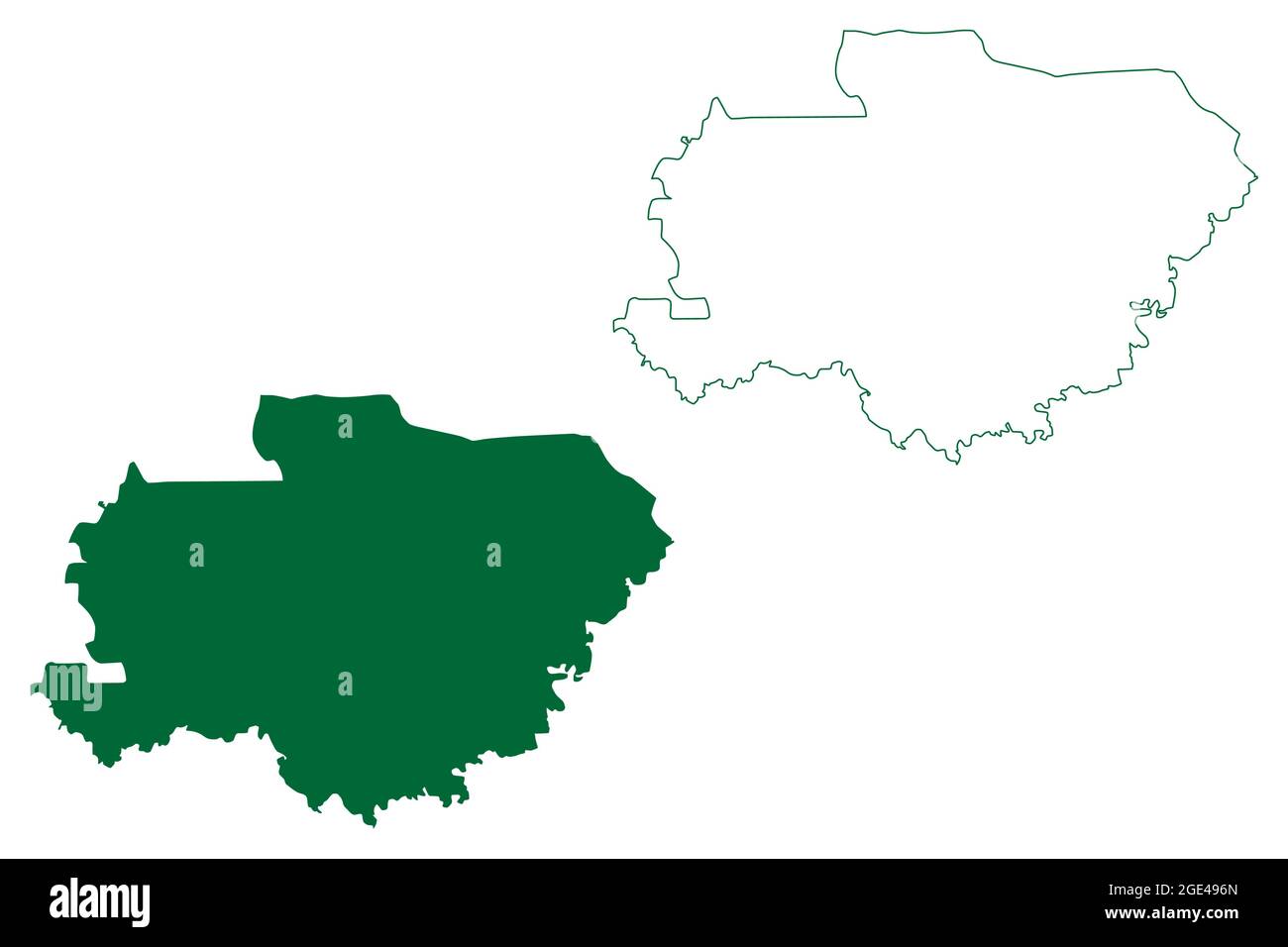 Siddharthnagar district (Uttar Pradesh State, Republic of India) map vector illustration ...