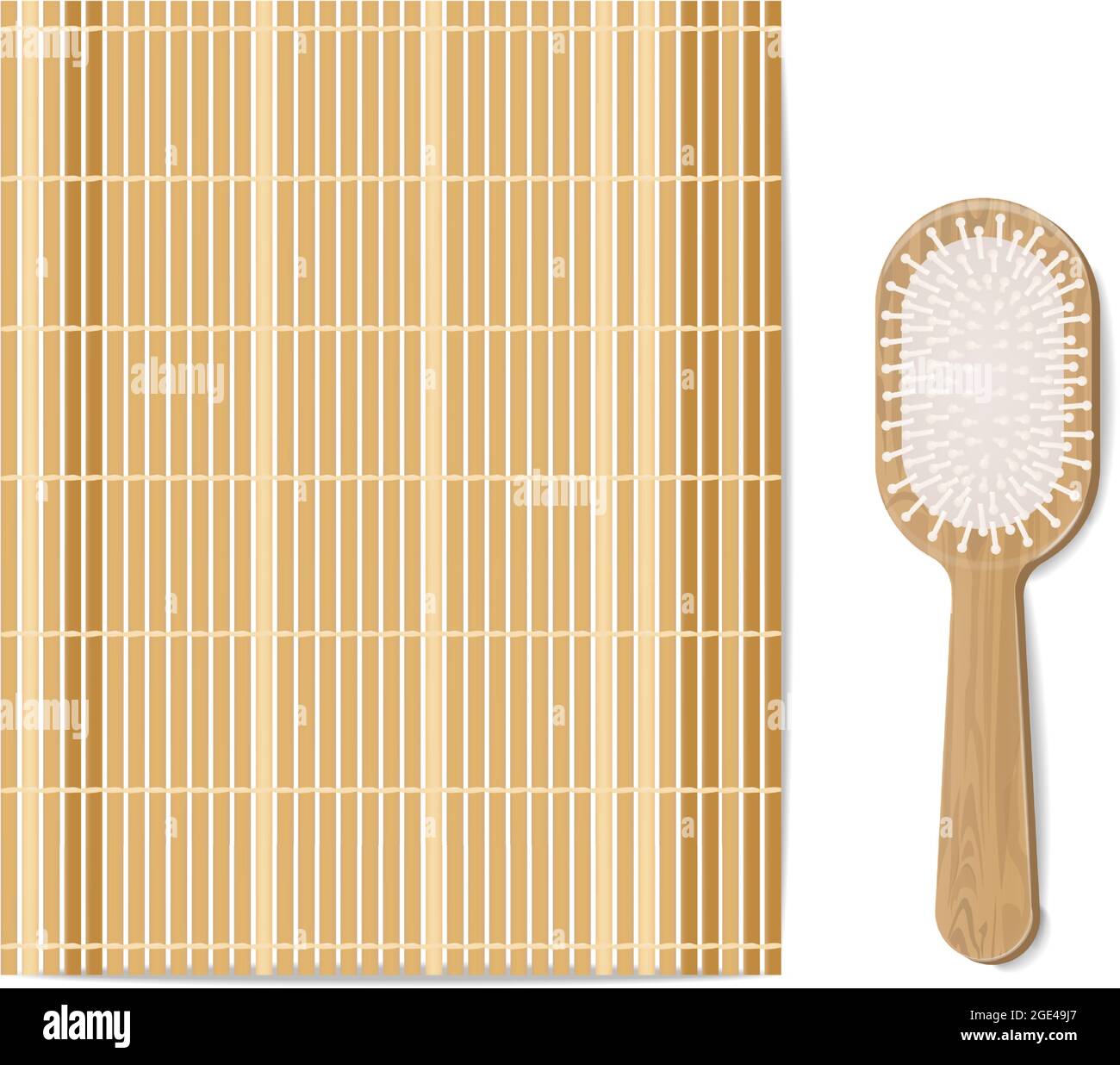 Bamboo mat and brush vector realistic. Natural sustainable materials ...