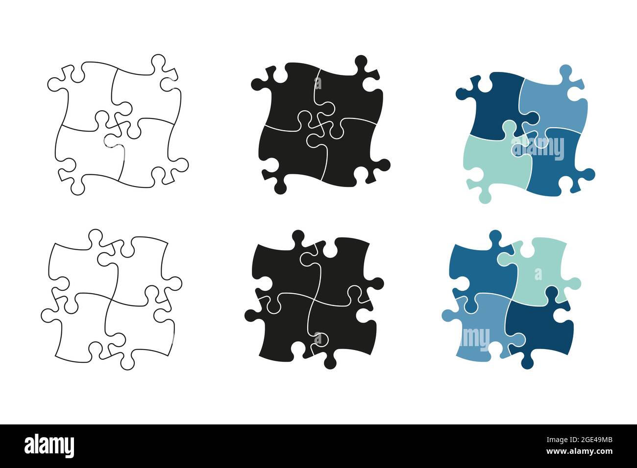 Set of puzzle pieces of different colors Stock Vector Image & Art - Alamy