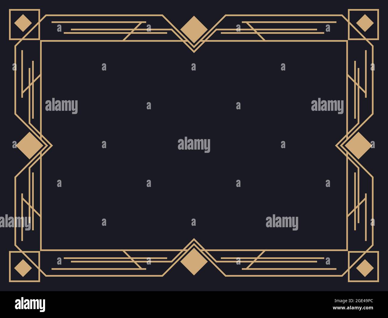 Art deco frame. Vintage linear border. Design a template for ...
