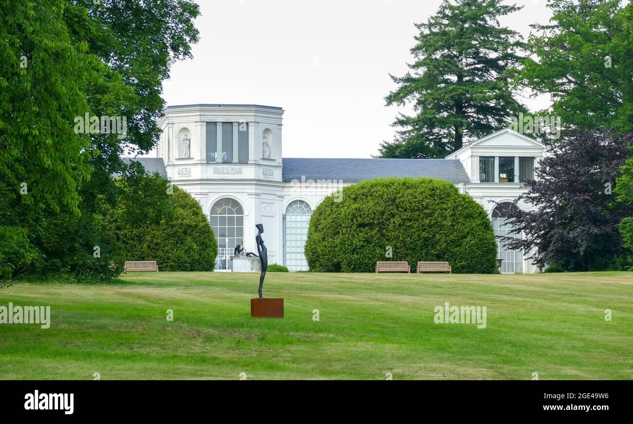 park scenery around the Orangery in Putbus at Ruegen island in Germany ...