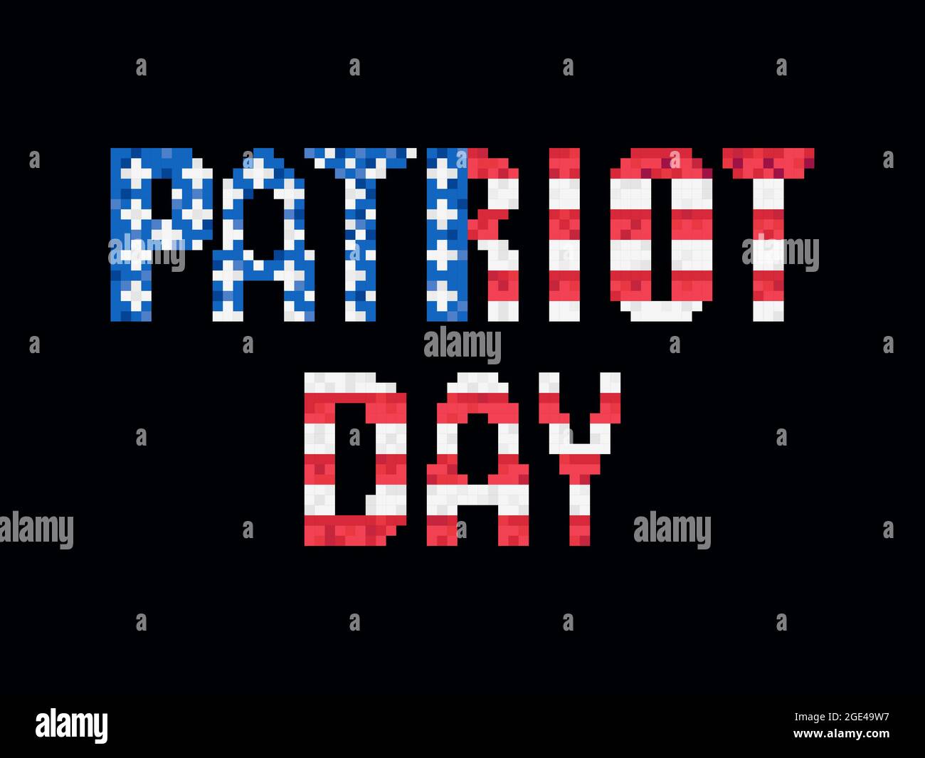 Patriot day. September 11. USA Flag inside letters pixel art style ...