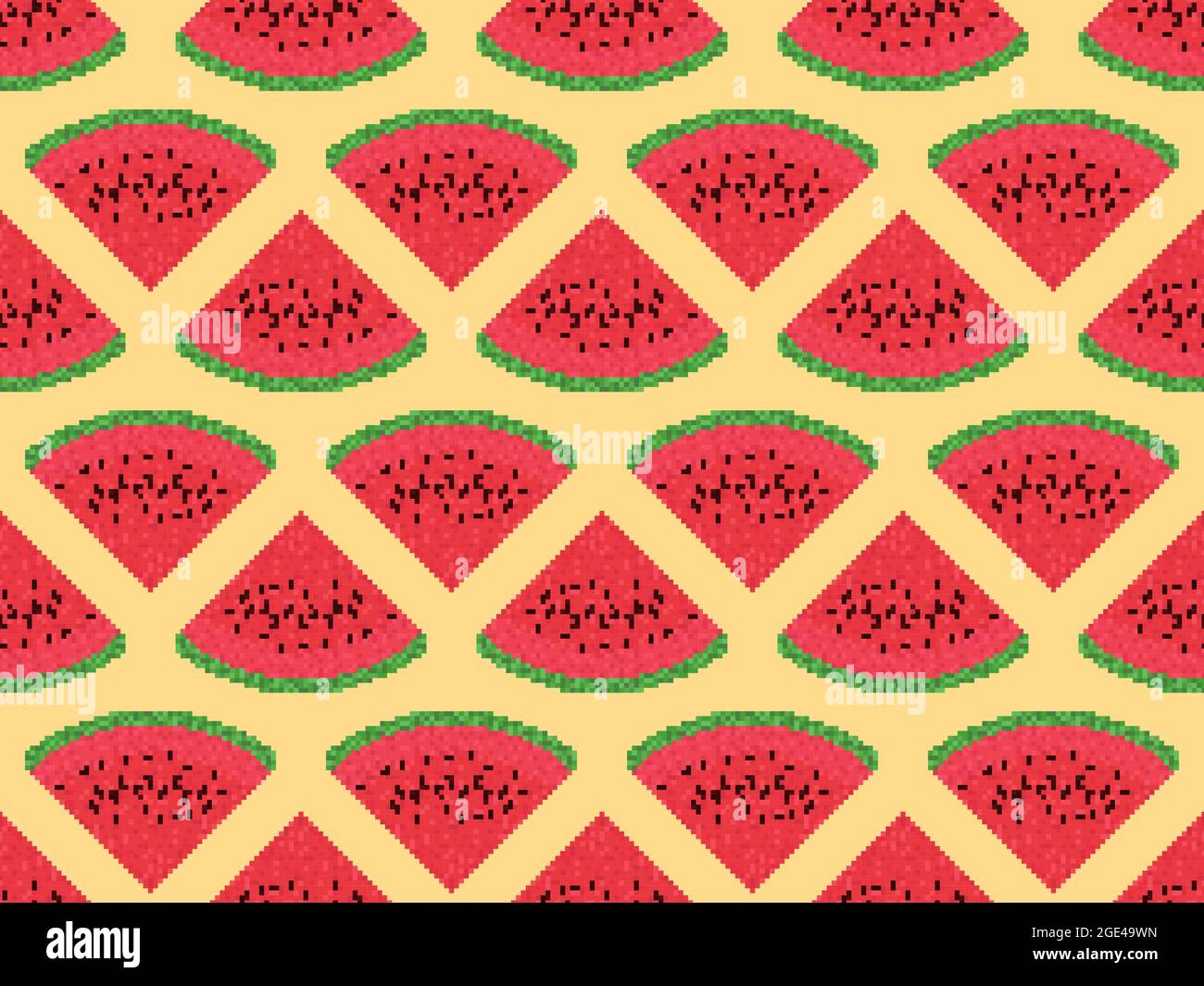 Watermelon slices seamless pattern in pixel art style. 8 bit icon ...