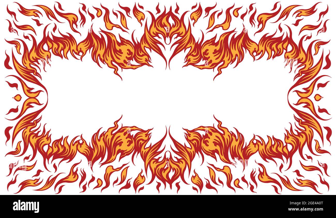 Fire frame. Editable hand drawn illustration. Vector engraving ...