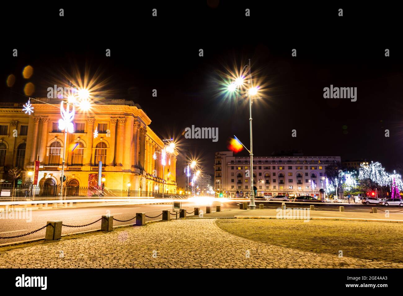 Light trails, night photography in Bucharest, capital city of Romania Stock Photo - Alamy