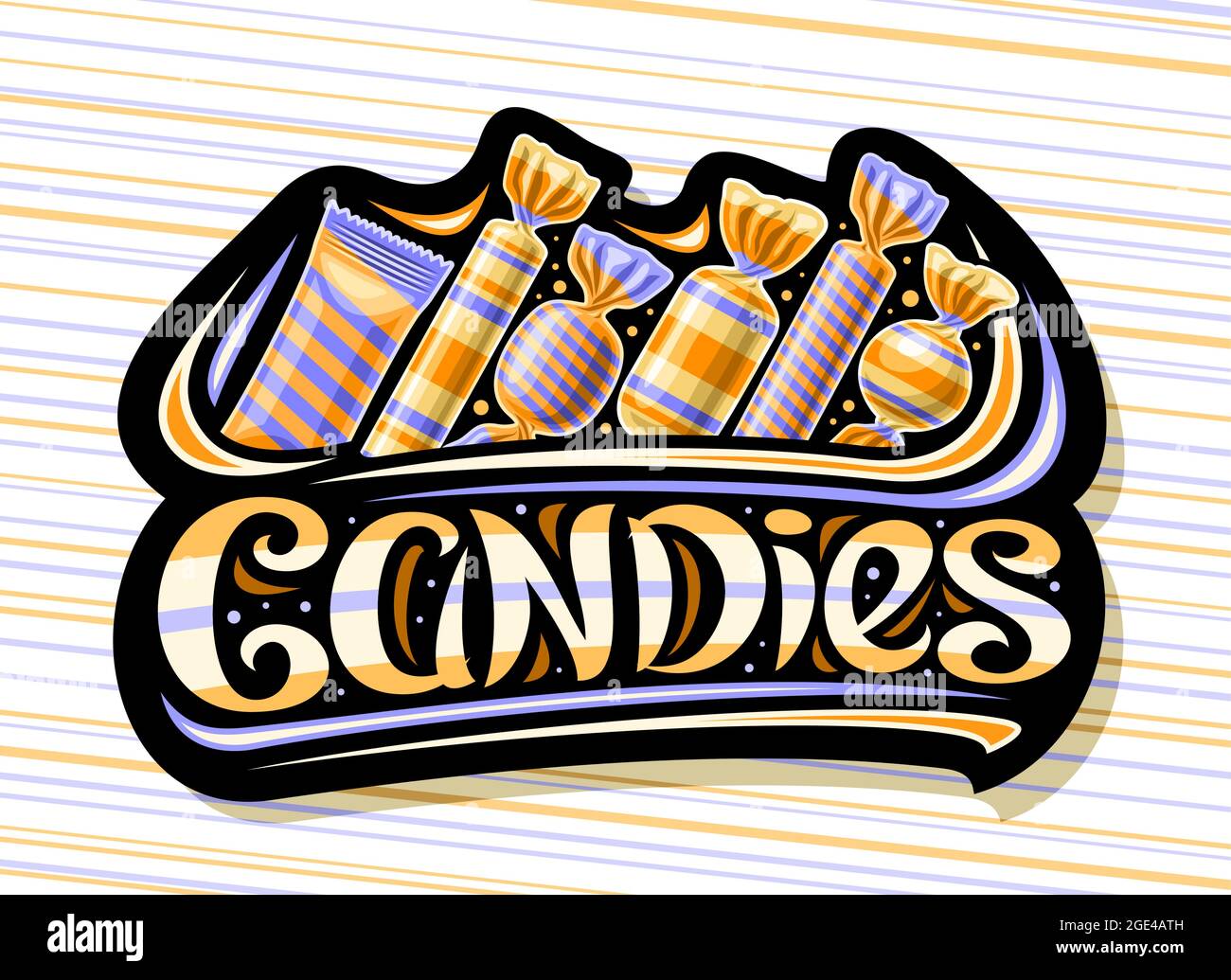 Vector logo for Candies, dark decorative sign board with illustration ...
