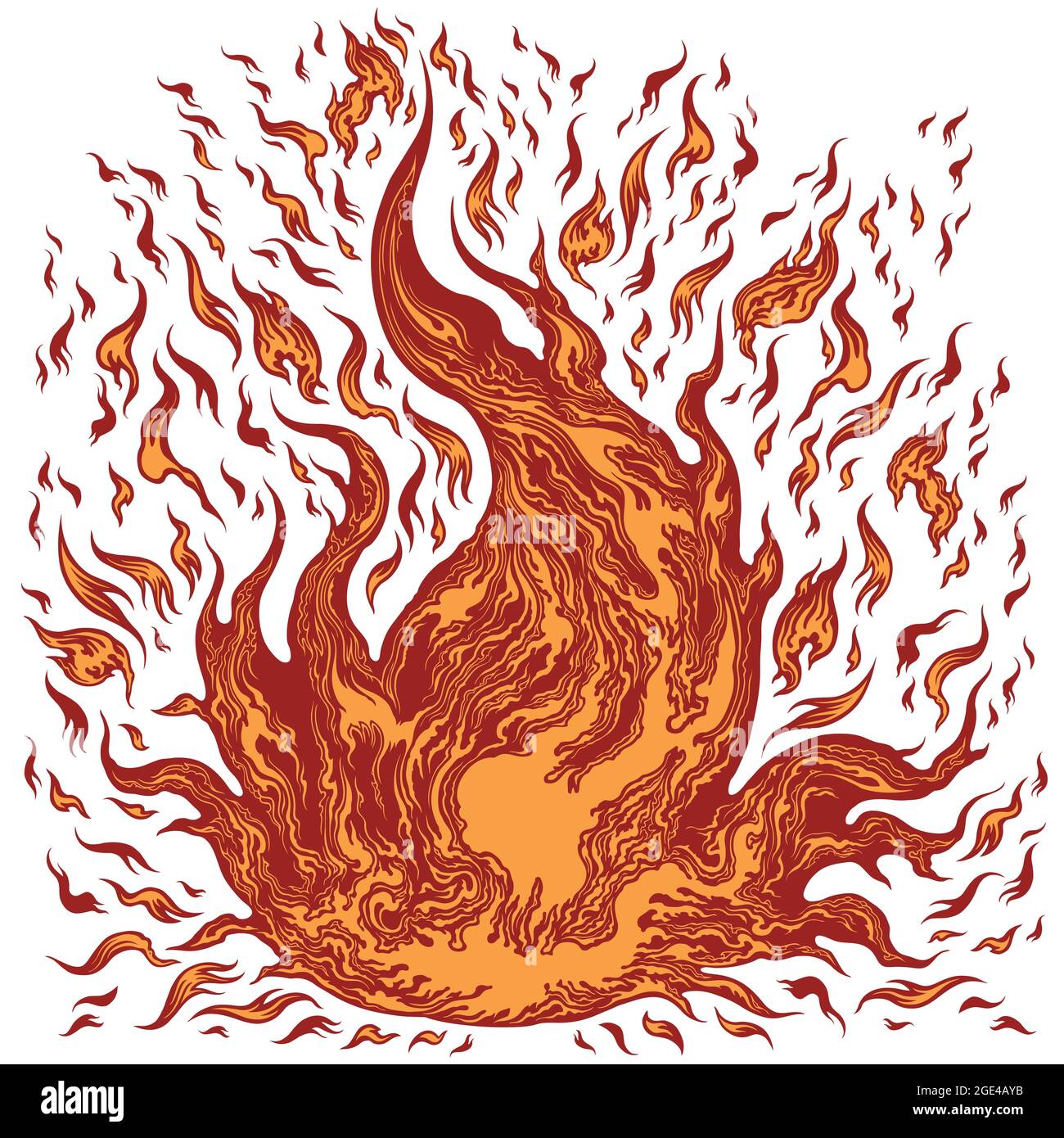 Flame. Editable hand drawn illustration. Vector engraving. Isolated on ...