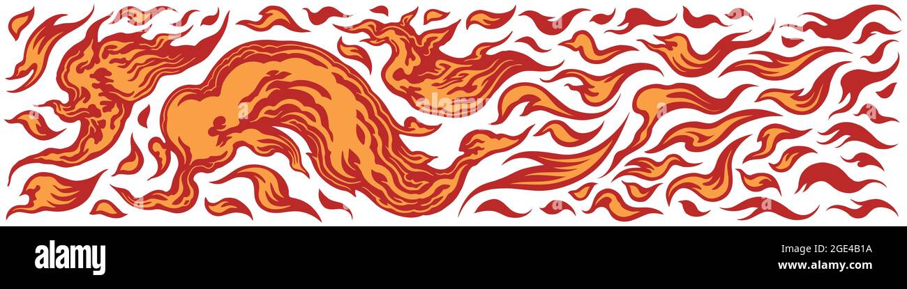 Flames. Editable hand drawn illustration. Vector engraving. Isolated on ...