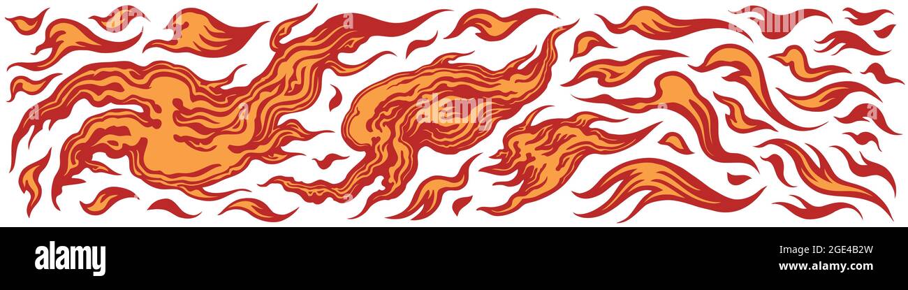 Flames. Editable hand drawn illustration. Vector engraving. Isolated on ...