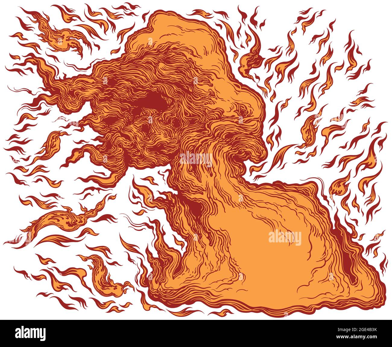 Flame. Editable hand drawn illustration. Vector engraving. Isolated on ...