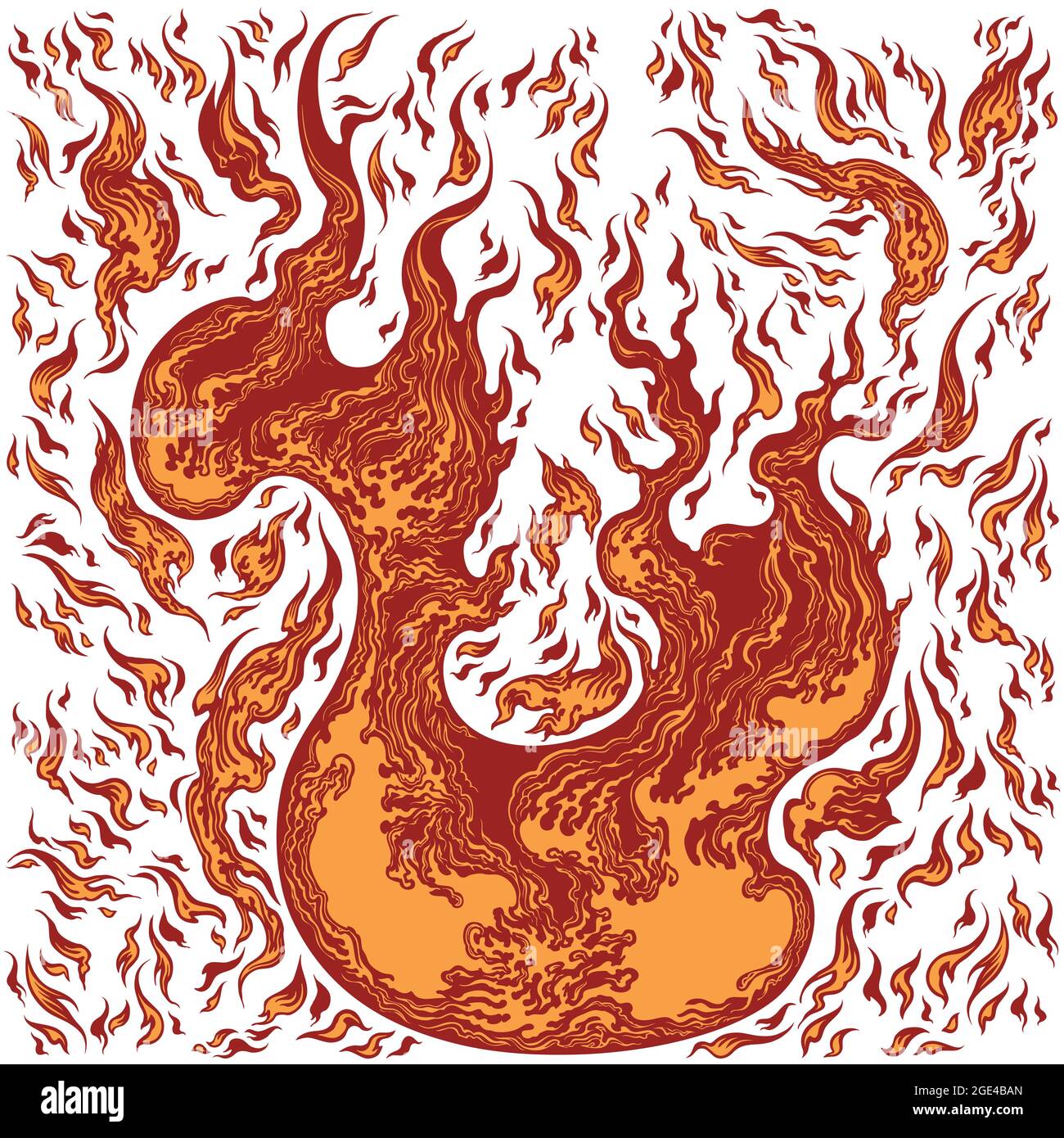Flame. Editable hand drawn illustration. Vector engraving. Isolated on ...