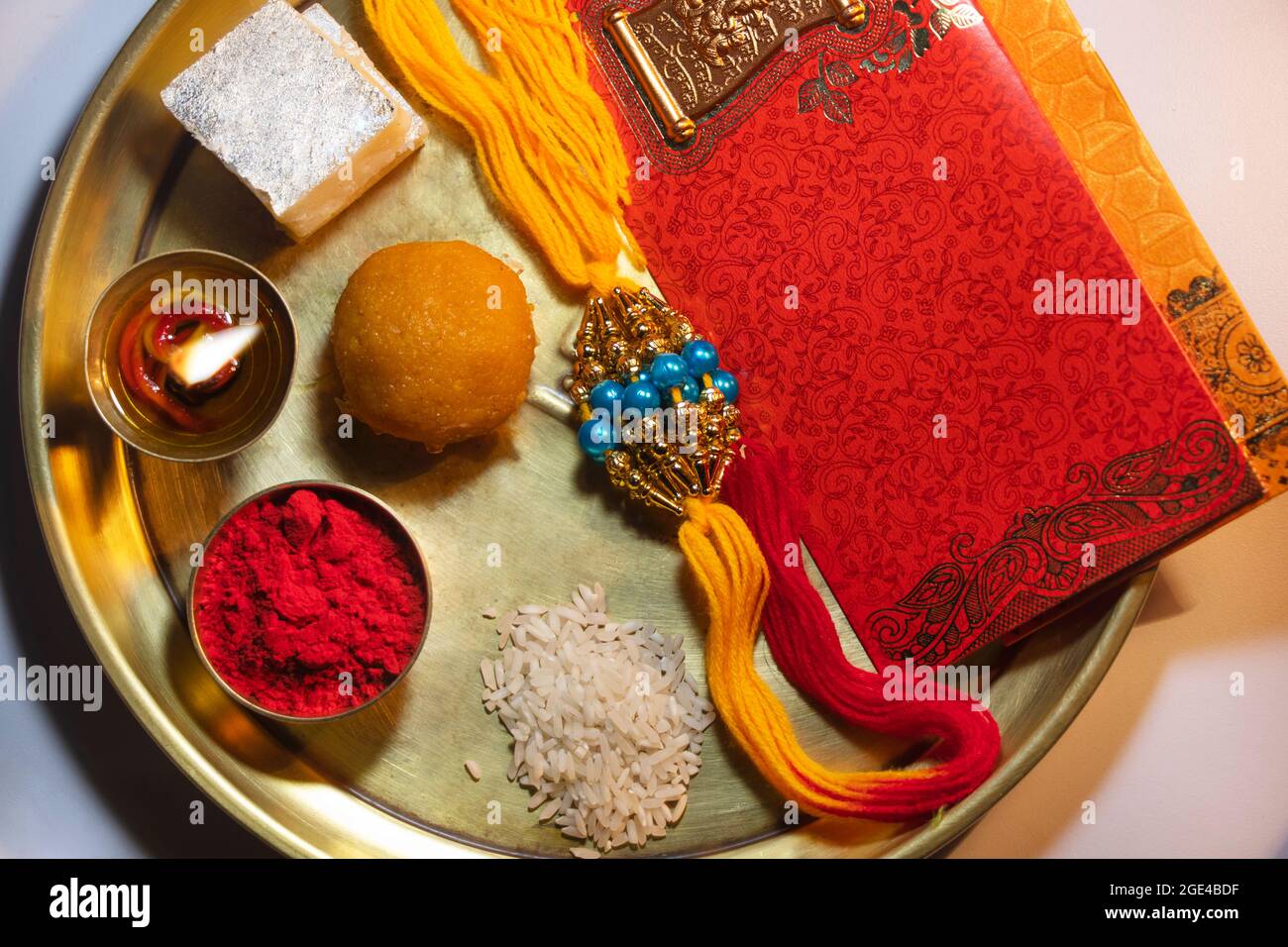 Rakhi kept in a decorative thali on the occasion of Raksha Bandhan ...