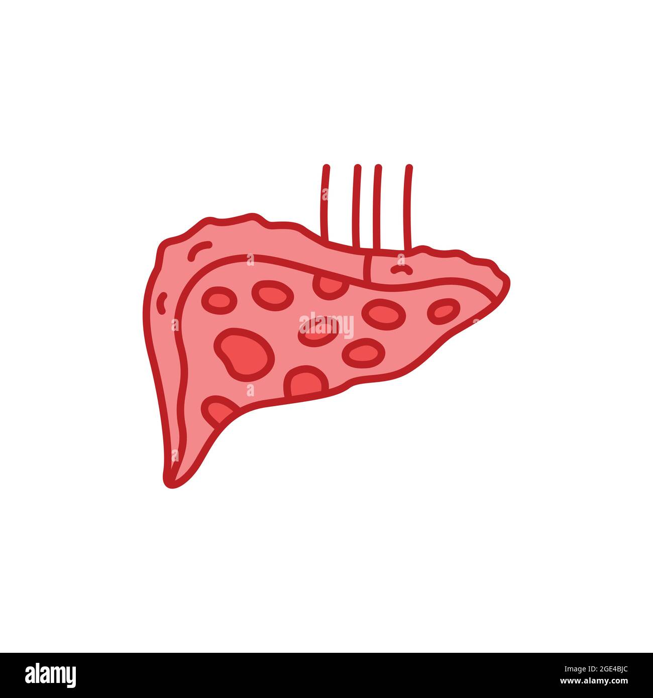 Liver disease hepatitis line color icon. Inflammation internal organ ...