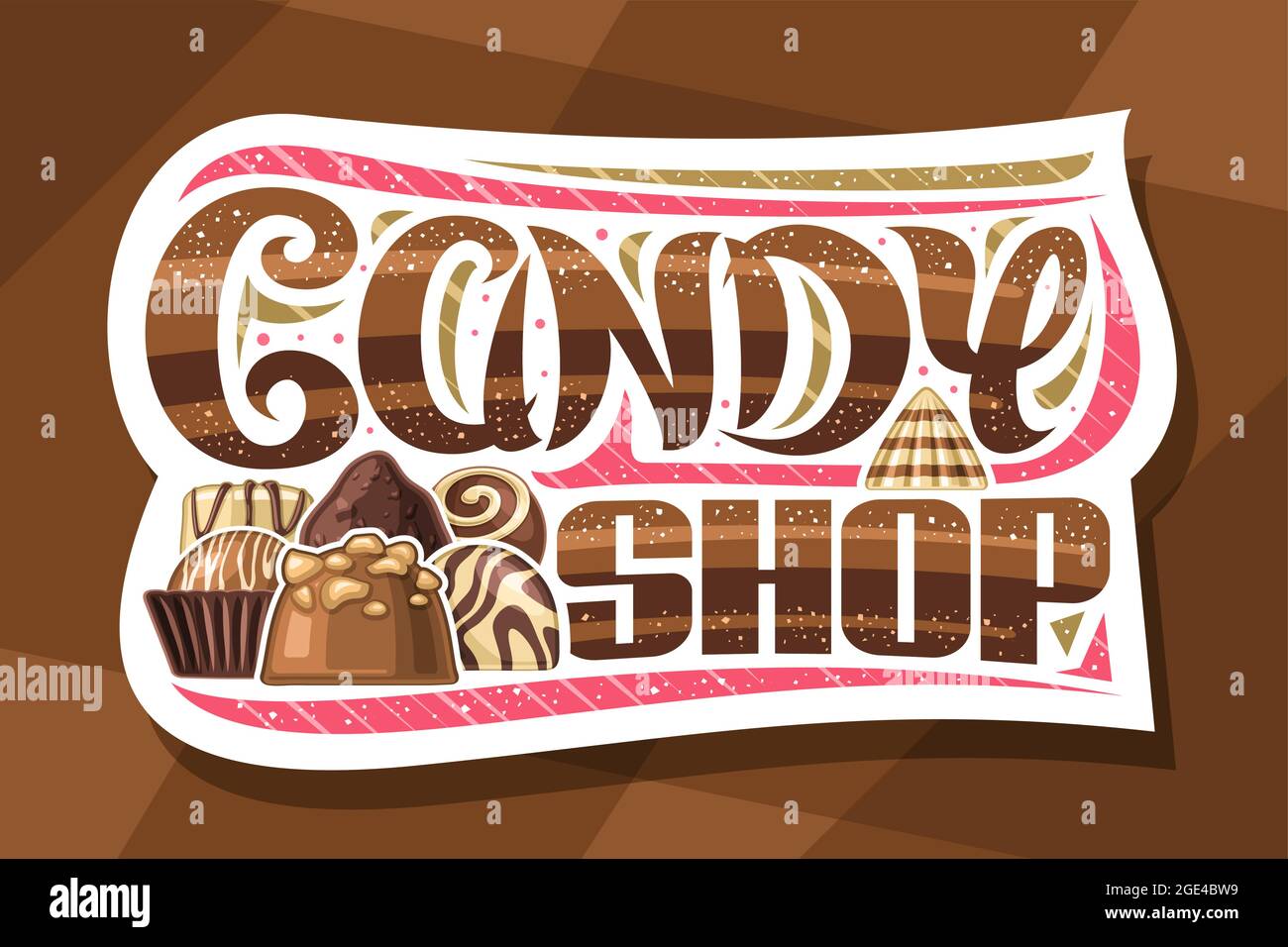Vector logo for Candy Shop, decorative cut paper signboard with ...