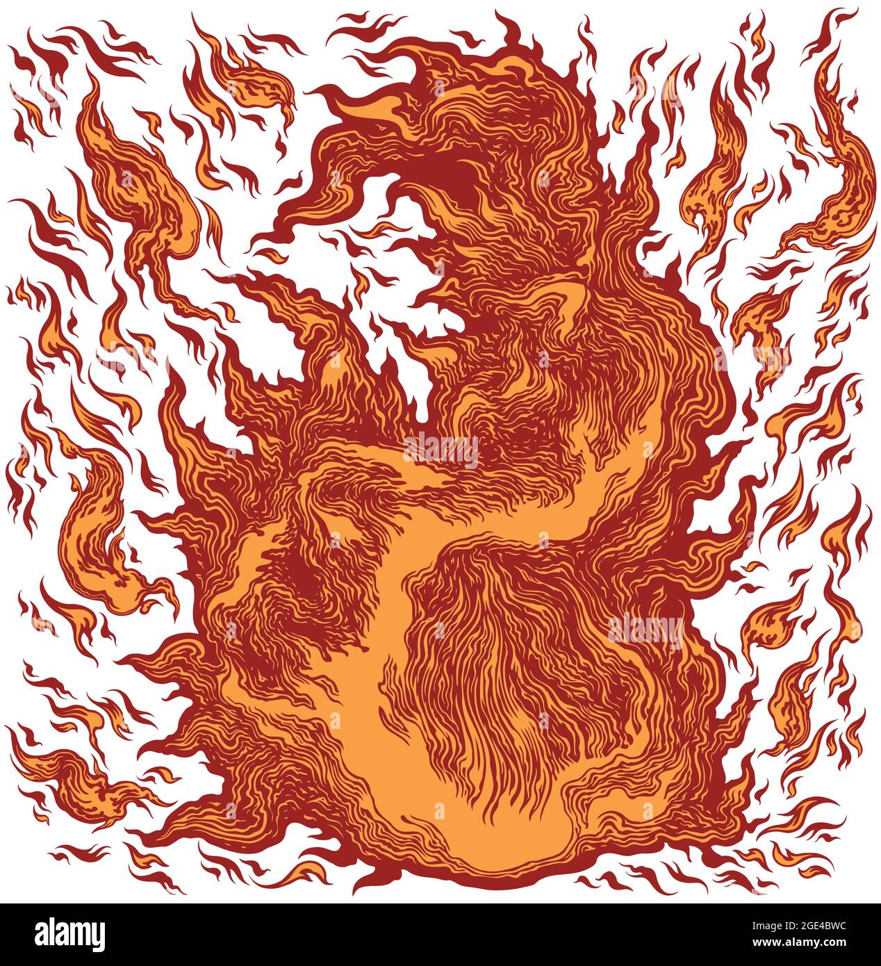 Flame. Editable hand drawn illustration. Vector engraving. Isolated on ...