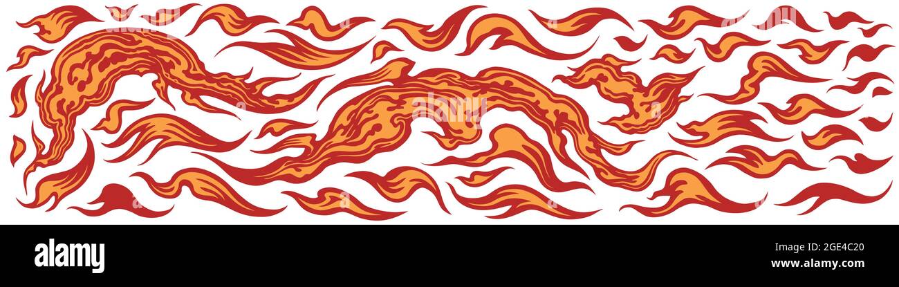Flames. Editable hand drawn illustration. Vector engraving. Isolated on ...