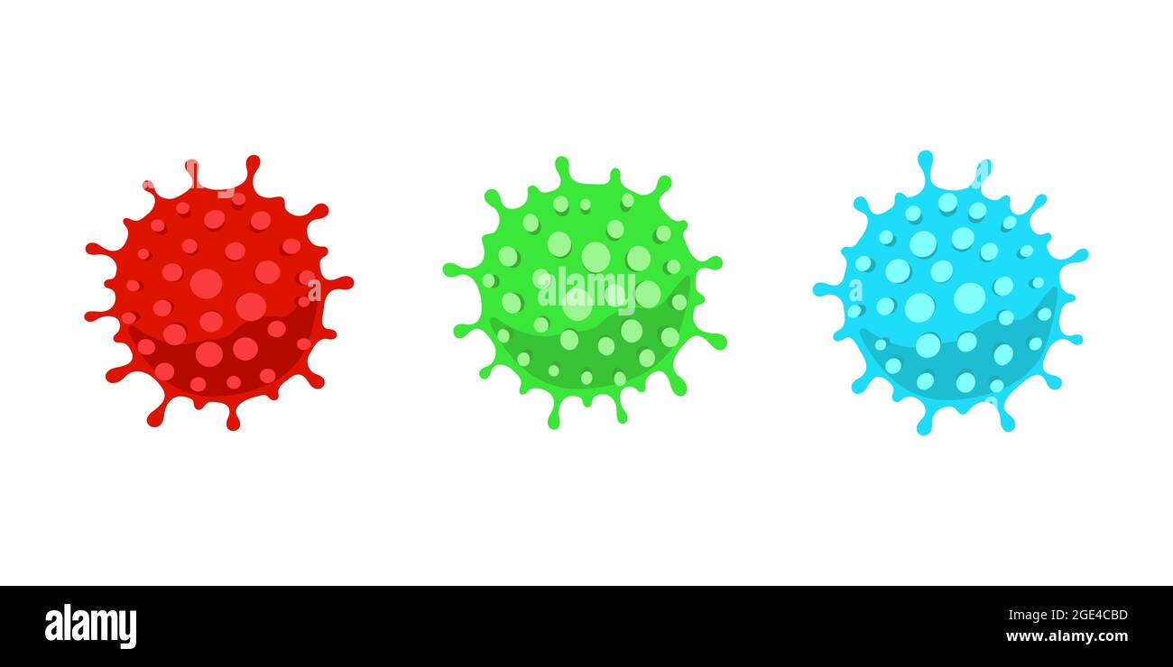 Coronavirus red, green and blue icon set. 2019-nCoV novel corona virus ...