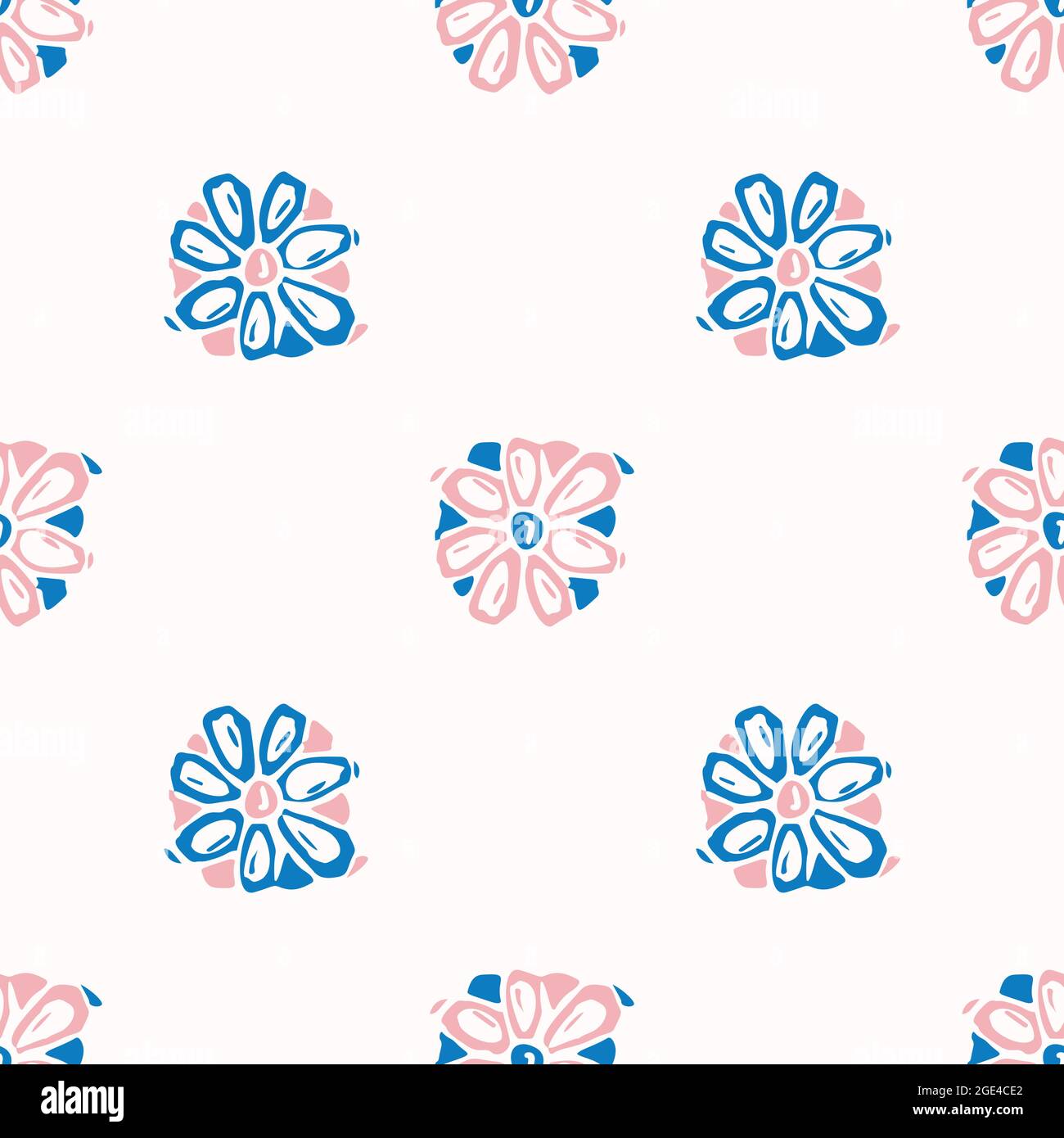 Playful fresh doodle flower shape seamless background. Modern trendy ...