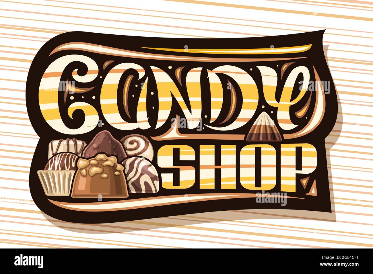 Vector logo for Candy Shop, decorative signboard with illustration of ...