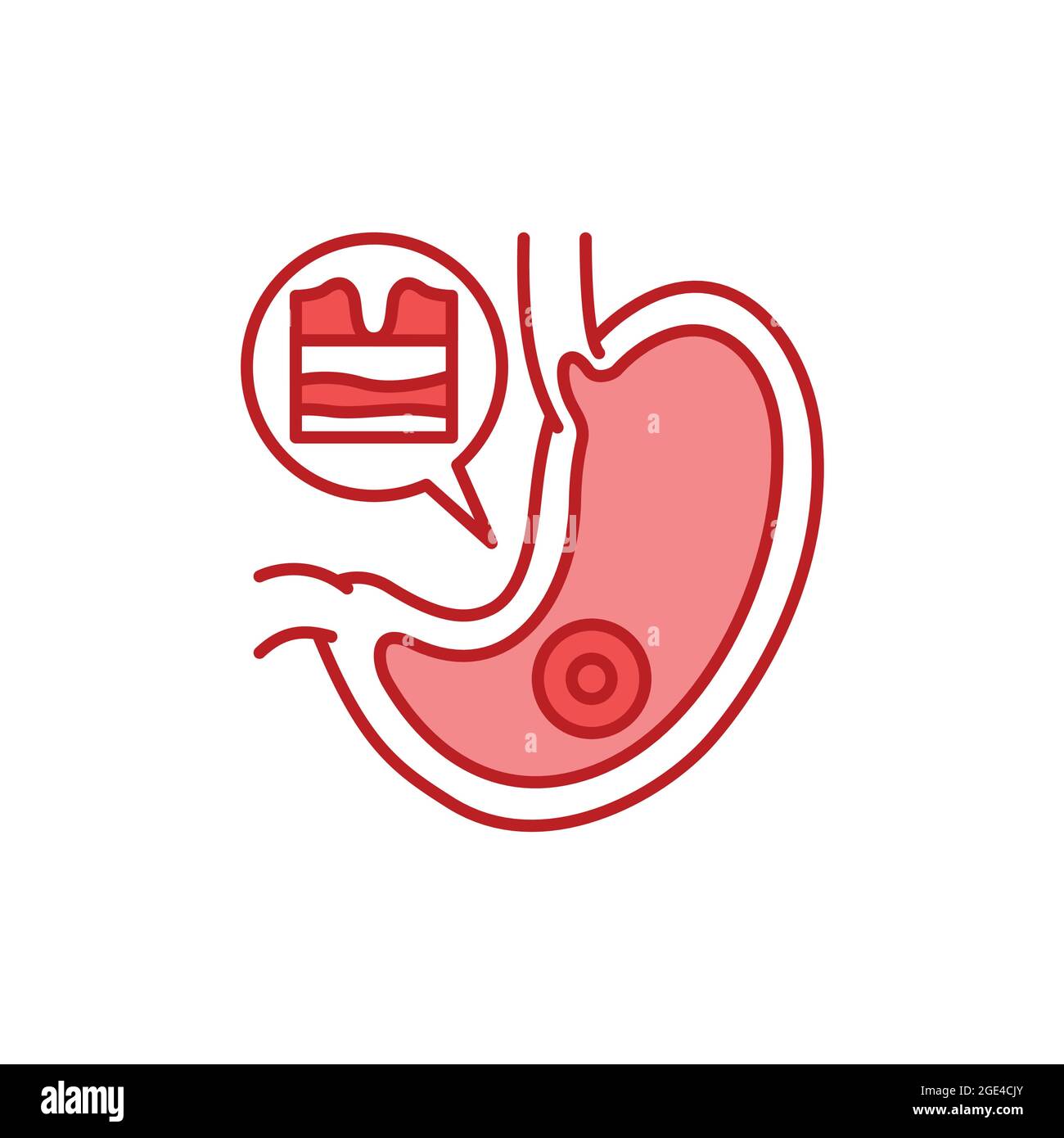 Stomach disease gastritis line color icon. Gastric inflammation. Human ...