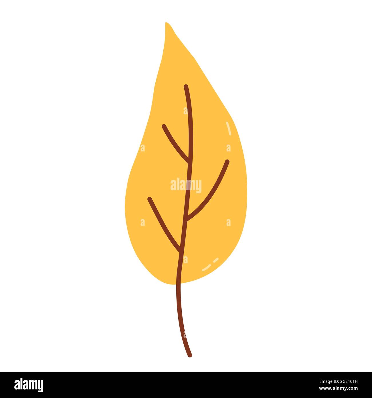 Autumn yellow leaf isolated on white background. Vector hand-drawn ...